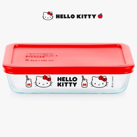 Hello Kitty | Kitchen | Pyrex Hello Kitty Red Glass Storage Container W ...